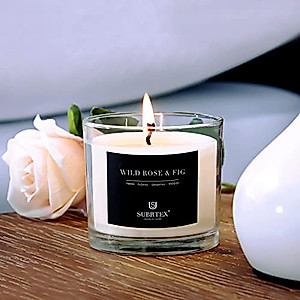 subrtex Wild Rose & FIG Scented Candles for Women, 7oz Small Jar Single Wick Candle, 40 Hours of Burn Time, Highly Scented Aromatherapy Candle Valentine's Day Gift for Bathing Massage