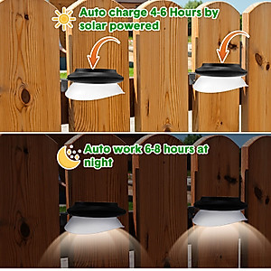 12 Pieces Solar Gutter Solar Lights Outdoor 9 LED Waterproof Gutter Solar Lighting Deck Fence Sun Power Lamps White Light for Garden Backyard Pathway Roof Yard Utility Patio Wall (Black)