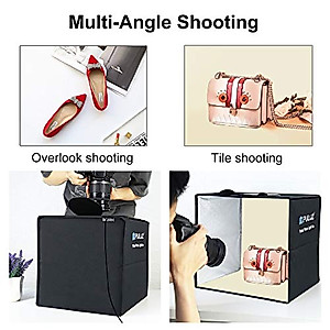 Photo Box 16" x 16" Quick Install Foldable Portable Studio Kit with Soft Light Cloth Professional Photography Equipment Adjustable White Light, Soft Light, Warm Light