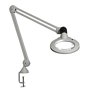 Luxo 18115LG KFM LED Illuminated Magnifier, 45" Arm, 5 Diopter, Edge Clamp, Light Gray