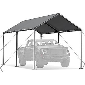 Carport Canopy 10x20 Heavy Duty, Metal Carport Waterproof Carport Garage Tent Outdoor for Car Tuck Boat SUV Party (Grey)