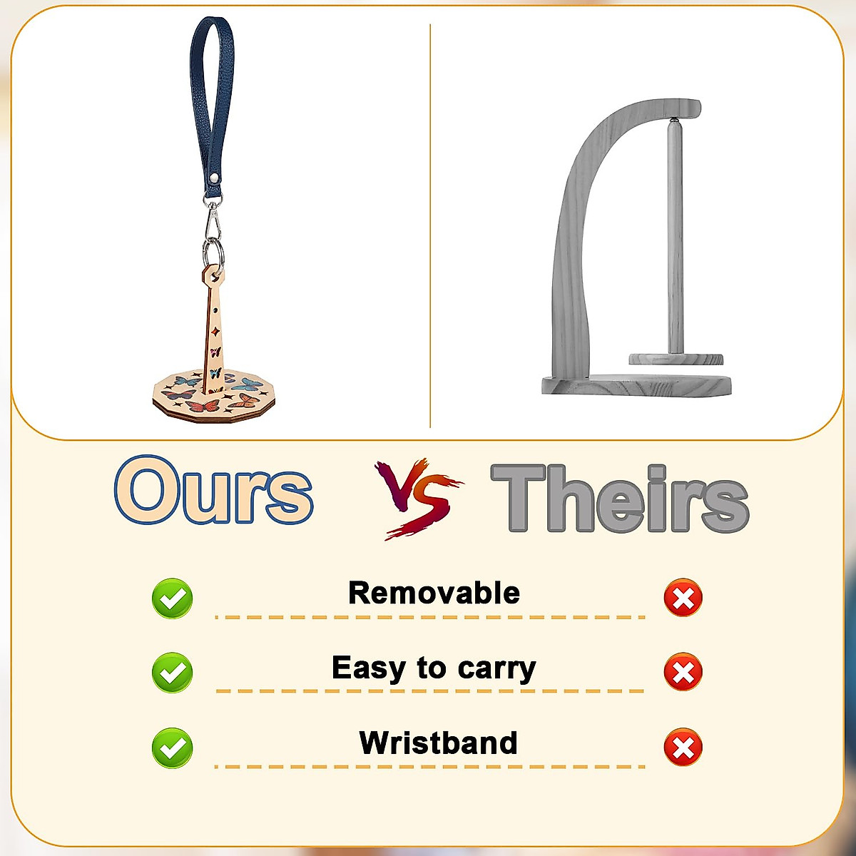 Portable Wrist Yarn Holder for Knitting, Wood Wrist Yarn Ball Holder Stand Minder Yarn Spinner Spinning Ideal Crochet Kit Yarn Storage Organizer Crocheting Supplies for Craft Lover (Butterfly)