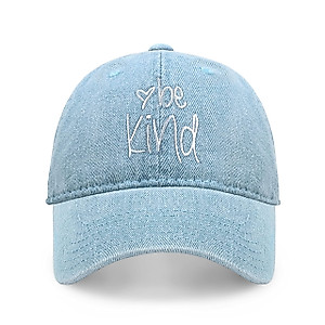 CHOK.LIDS Be Kind Trendy Womens Baseball Cap Unisex Fashion Cotton Polo Style Fun Inspirational Saying Seasonal Headwear (Light Denim)