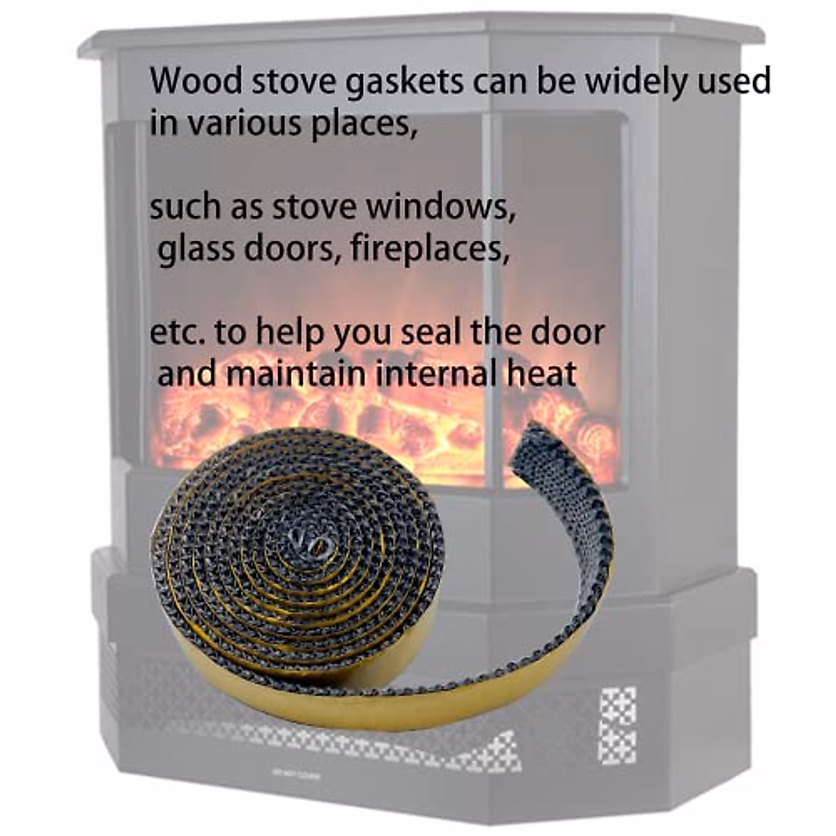 Stove and Fireplace Replacement Gasket Tape, High Temperature Fiberglass Flat Gasket Tape ，Self Adhesive Flat Gasket for Woodburning Coal Stoves Smokers (1" Width 78" Length)