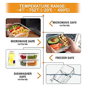Bayco 9 Pack Glass Meal Prep Containers 3 & 2 & 1 Compartment, Glass Food Storage Containers with Lids, Airtight Glass Lunch Bento Boxes, BPA-Free & Leak Proof (9 lids & 9 Containers) - Grey