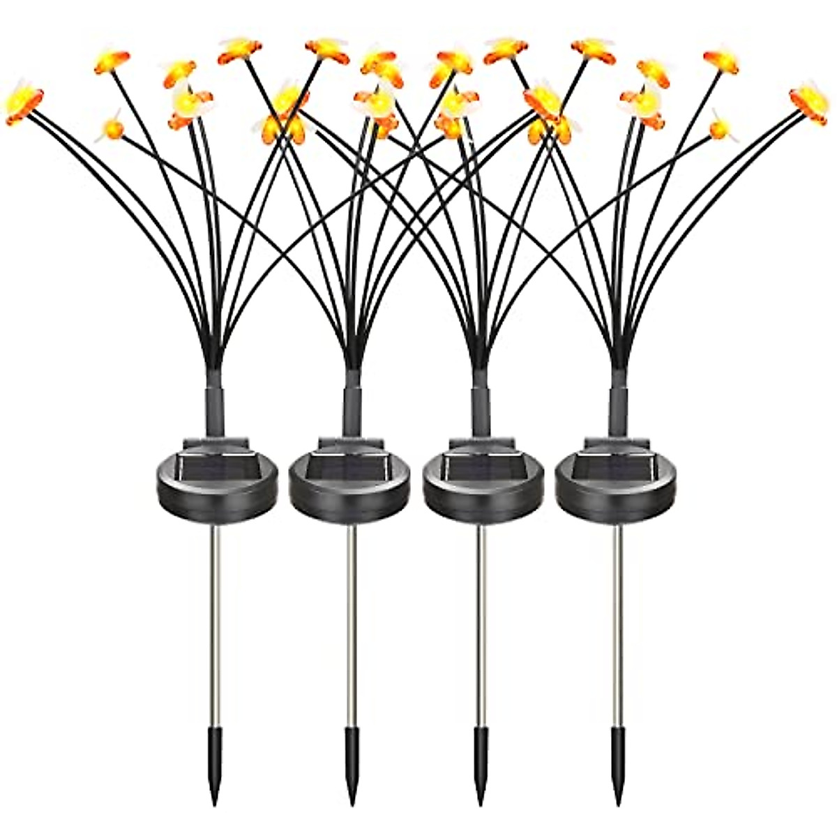 BLYANX Solar Garden Pathway Lights, Swaying Solar Outdoor Lights Waterproof Garden Decor Solar Christmas Lights for Patio Backyard Lights(4 Pcs Bee)
