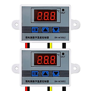2Pcs W3002 Digital Temperature Controller 12V LED Thermostat Thermoregulator Heat Cool Temperature Thermostat Control Switch Probe with Waterproof Sensor XH-W3002 Meter Fridge Water Heating Cooling