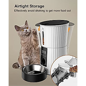 Petory Automatic Cat Feeders Wi-Fi - 4L Dry Food Dispenser for Cats and Dogs 10 Meals per Day Smart Pet Feeder with Desiccant Bag Dual Power Supply 10S Voice Recorder