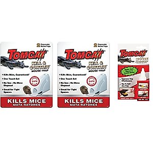 Tomcat Kill and Contain Mouse Trap, 2-Pack (set of 2 - Total 4 Traps) - With Attractant Gel