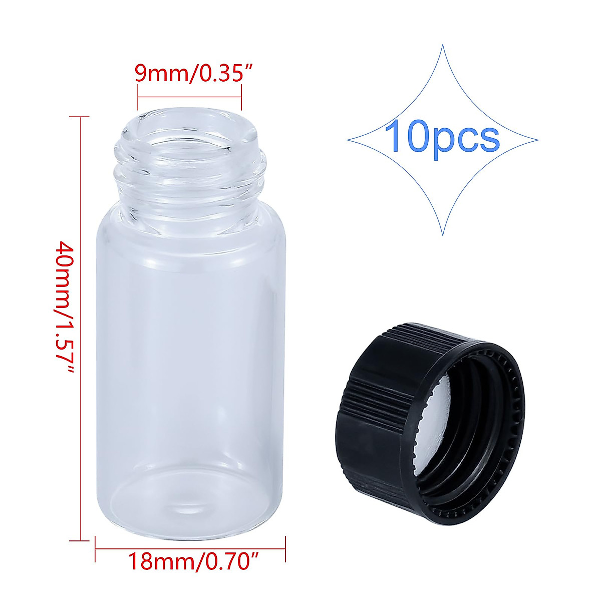 Newzoll 5 ml Clear Glass Bottles for Essential Oils, Chemistry Lab Chemicals, Colognes & Perfumes (10 Pieces)