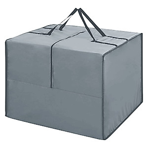 boyspringg Outdoor Cushion Storage Bag, 420D Waterproof Fabric, Outdoor Cushion Storage, 32'' x 32'' x 24'', Patio Cushion Storage Bag for Outdoor Furniture, Cushion, Pillow etc.（Grey）