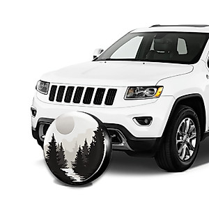 Abstract Moon Spare Tire Cover Mountain Tree Waterproof Dust-Proof Universal Spare Wheel Tire Covers 17 Inch Fit for RV Trailer Truck Jeep Rv SUV Truck Camper Travel Trailer Accessories