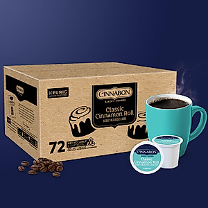 Cinnabon Classic Cinnamon Roll, Single-Serve Keurig K-Cup Pods, Flavored Coffee, 12 Count (Pack of 6)