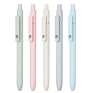 Lanxivi 5PCS Gel Pens Quick Dry Ink Pens Black Refill with 10 Additional Refills 0.5mm Fine Point Premium Retractable Ballpoint Pens