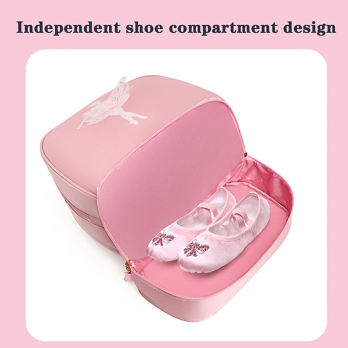 Yitengteng Ballet Dance Backpack with Separate Shoe Compartment,Little Girls Ballerina Bag Embroidery Dance Toddler Bag for Gymnastics Latin Dance Yoga Tap Dance Jazz Storage Bag