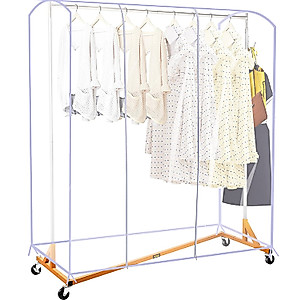 Ruibo Clear Garment Rack Cover Dustproof Clothes Rack Cover With 2 Durable Zipper/Clothing Waterproof Protector (L:71x20x60 inch), Ethylene Vinyl Acetate