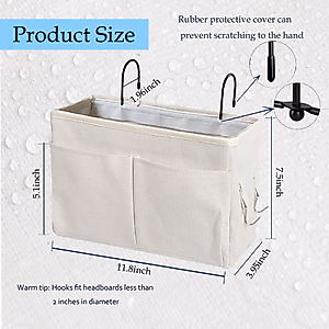 Someteth Bedside Hanging Storage Basket Multi-Function Organizer Caddy for Bunk and Hospital Beds Dorm Rooms Bed Rails, Can be Placed Glasses Books Mobile Phones Keys(White 2pcs)
