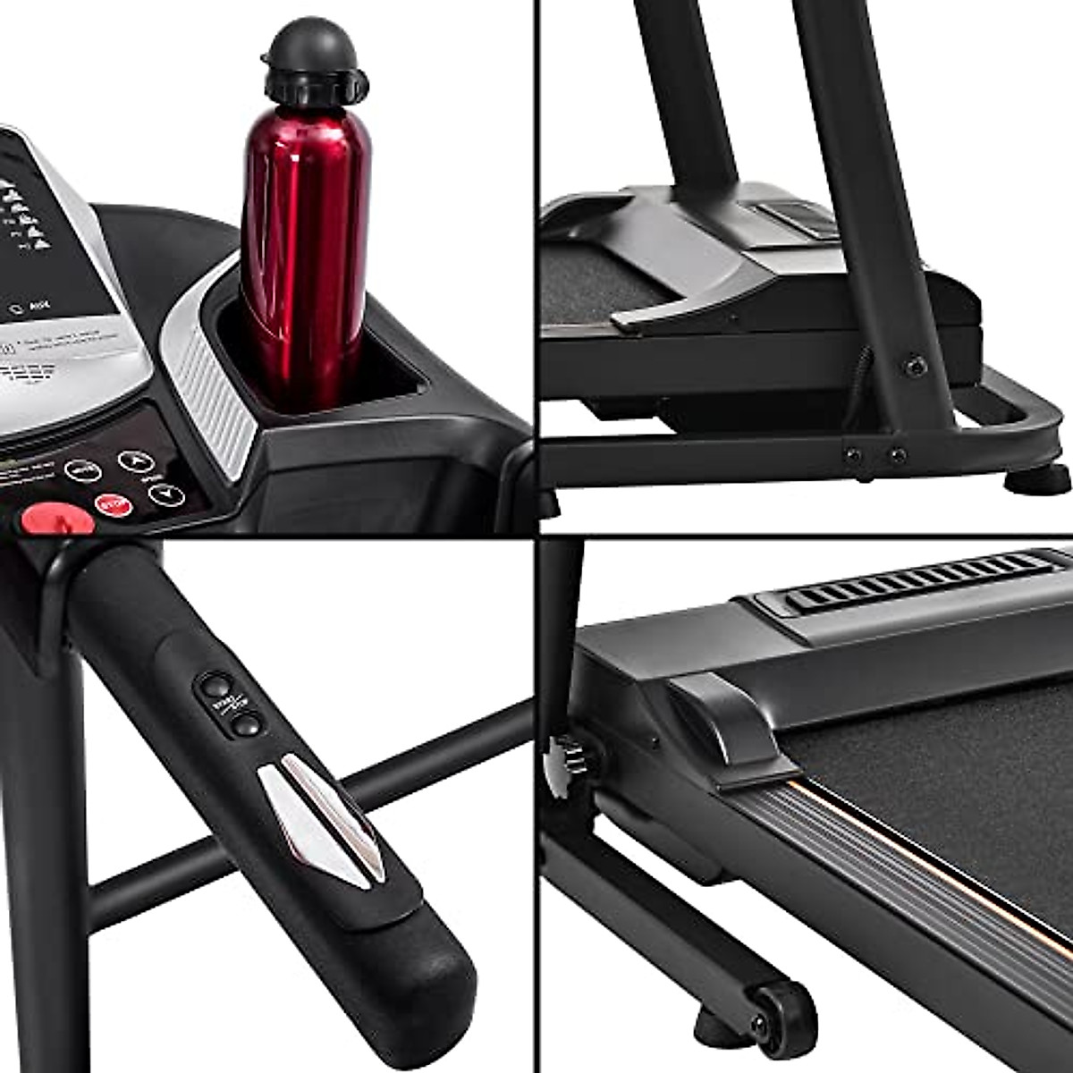 Merax Electric Folding Treadmill – Easy Assembly Fitness Motorized Running Jogging Machine with Speakers for Home Use, 12 Preset Programs (Black)