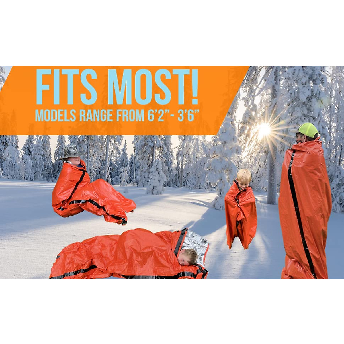 133 SUPPLY 2PK Emergency Sleeping Bags for Survival Sleeping Bag Emergency Sleeping Bag Emergency Bivy Sack Thermal Blankets Survival Gear Emergency Supplies Camping Hiking Gear Outdoor Life Disaster