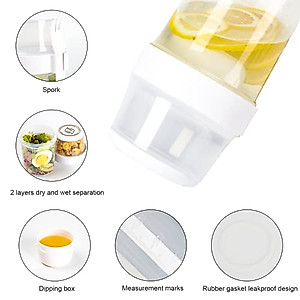 HOXHA Breakfast On the Go Cups, Overnight Oats Container with Lid and Spork, Reusable Yogurt Parfait Cups Plastic, 29 oz Cereal Cup with Measurement Marks, Set of 4, Pink and White