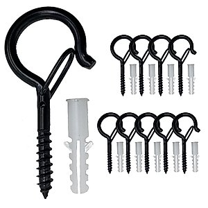 Wasnton 10 Pcs Q-Hanger Screw Hooks with Safety Buckle Design，Wall Mount 2.2 Inch Ceiling Hooks for Hanging Plants Outdoor Wire Fairy Hangers Lights and ​Party