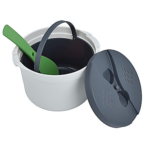 Microwave Rice Cooker, 2l Microwave Pasta Cooker Microwave Pressure Steamer with Rice Spoon Lid Strainer Vegetable Steamer for Microwave Hot Rice(Green)
