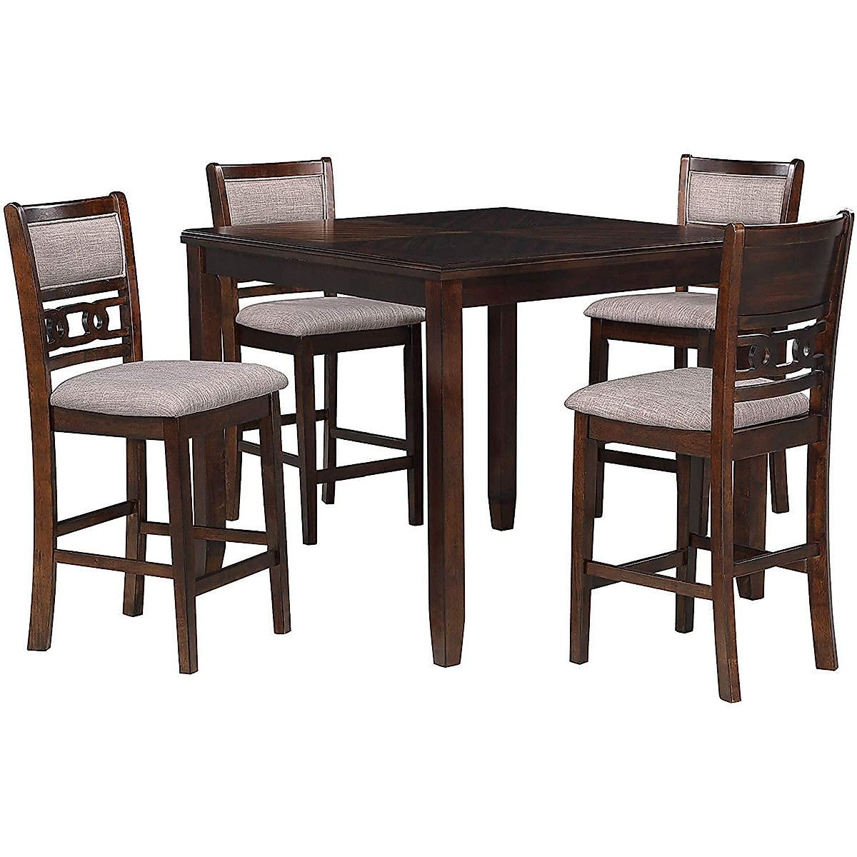 New Classic Furniture Gia 5-Piece Dining Table with Four Chairs, 42" Counter Set, Cherry
