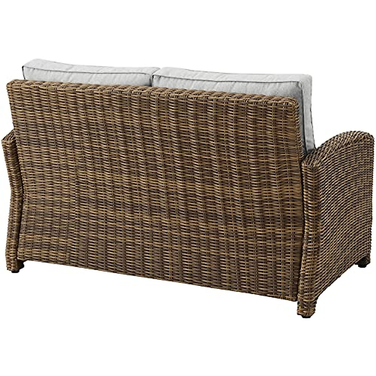 Crosley Furniture Bradenton Wicker Outdoor Loveseat, 2-Person Patio Couch for Porch, Deck, Backyard, Brown with Gray Cushions