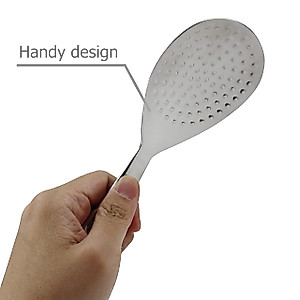 EIKS Stainless Steel Rice Paddle Spoon Spatula Non Stick for Rice Mashed Potato Salads, Apply for Kitchen Home Restaurant Serving - 8-inch Long