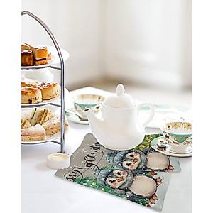 Onekaccu Christmas Dish Towels Set, Waffle Weave Kitchen Towels Microfiber Towels Cleaning Penguin Xmas Tree Snowflake Gray Painting Soft Absorbent Dish Drying Towels Hand Towels 2 Pack 12x12 in