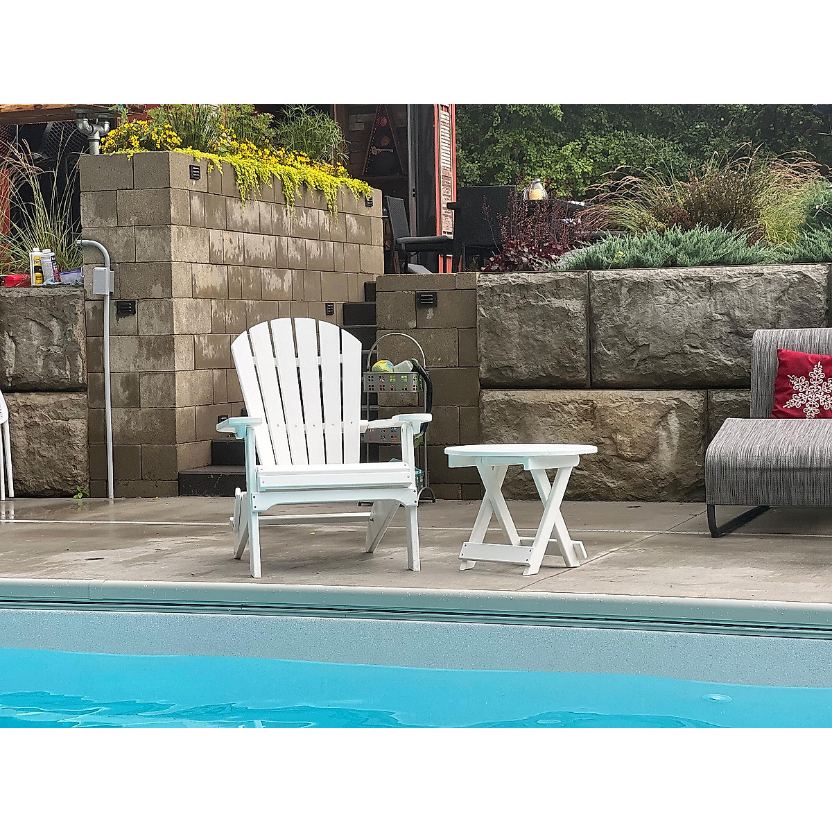Phat Tommy Foldable Adirondack Chair - Poly Adirondack Chair Folding - HDPE, Heavy Duty, Recycled Plastic - All Weather Outdoor Furniture for Your Deck, Front Porch, or Patio, White