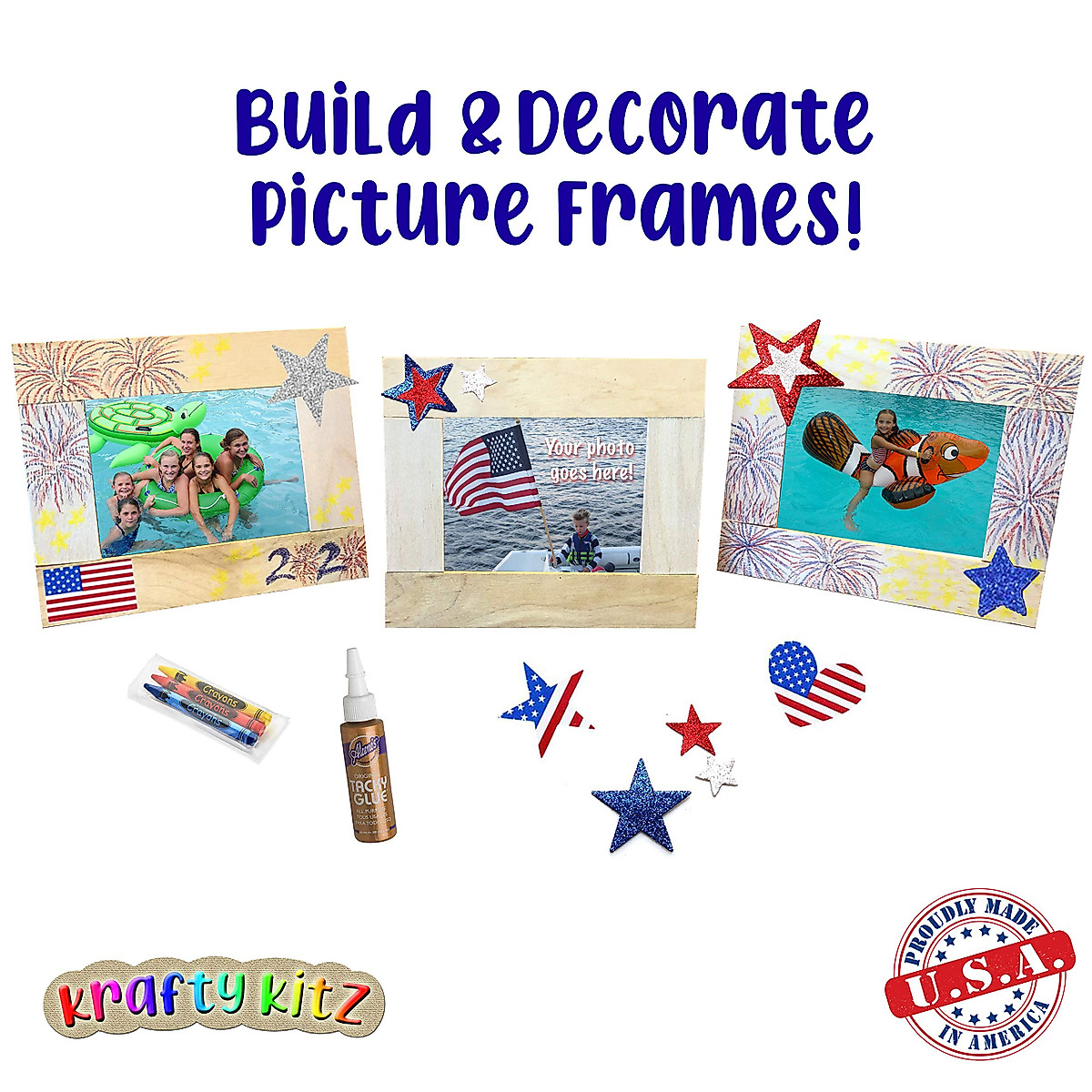 Perfect Stix Krafty Kitz Wooden Craft Stick Kit for Kids – Picture Frame Kit Complete with Instructions Made in USA from Recycled Materials