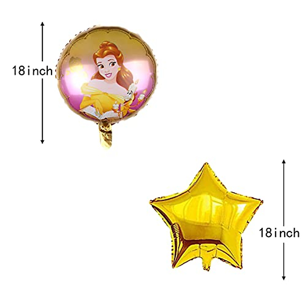 Princess Belle 5th Birthday Decorations Gold Number 5 Balloon 32 Inch | Belle Princess Balloons for Girl’s Birthday Baby Shower Princess Theme Party Decorations (Belle 5th Birthday)
