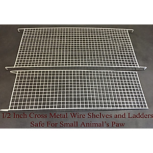 64" Extra Large Wrought Iron Chewproof 4-Levels Tight 1/2-inch Bar Spacing Ferret Chinchilla Sugar Glider Mice Rat Home Cage with Removable Stand On Wheels