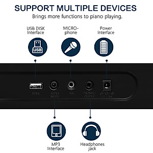 61 Key Portable Electronic Keyboard Piano w/Lighted Full Size Keys, LCD, Headphones, X-Stand, Stool, Music Rest, Microphone, Note Stickers, Built-In Speakers,3 Teaching Modes