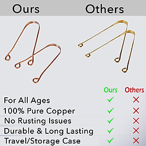 100% Pure Copper & Rust Free Tongue Cleaner, Tongue Scraper with Great Grip & Non-Synthetic Handle | Improve Oral & Gut Health, Eliminate Odor (Medical Grade) For All Ages | Pack of 2