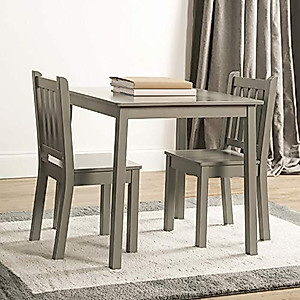 Humble Crew, Grey Kids Wood Table and 2 Chairs Set, Square