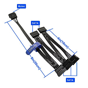 COMeap Molex to SATA Power Splitter Cable, Molex to 5X Serial ATA Power Extension Hard Drive Adapter 24-inch(60CM)