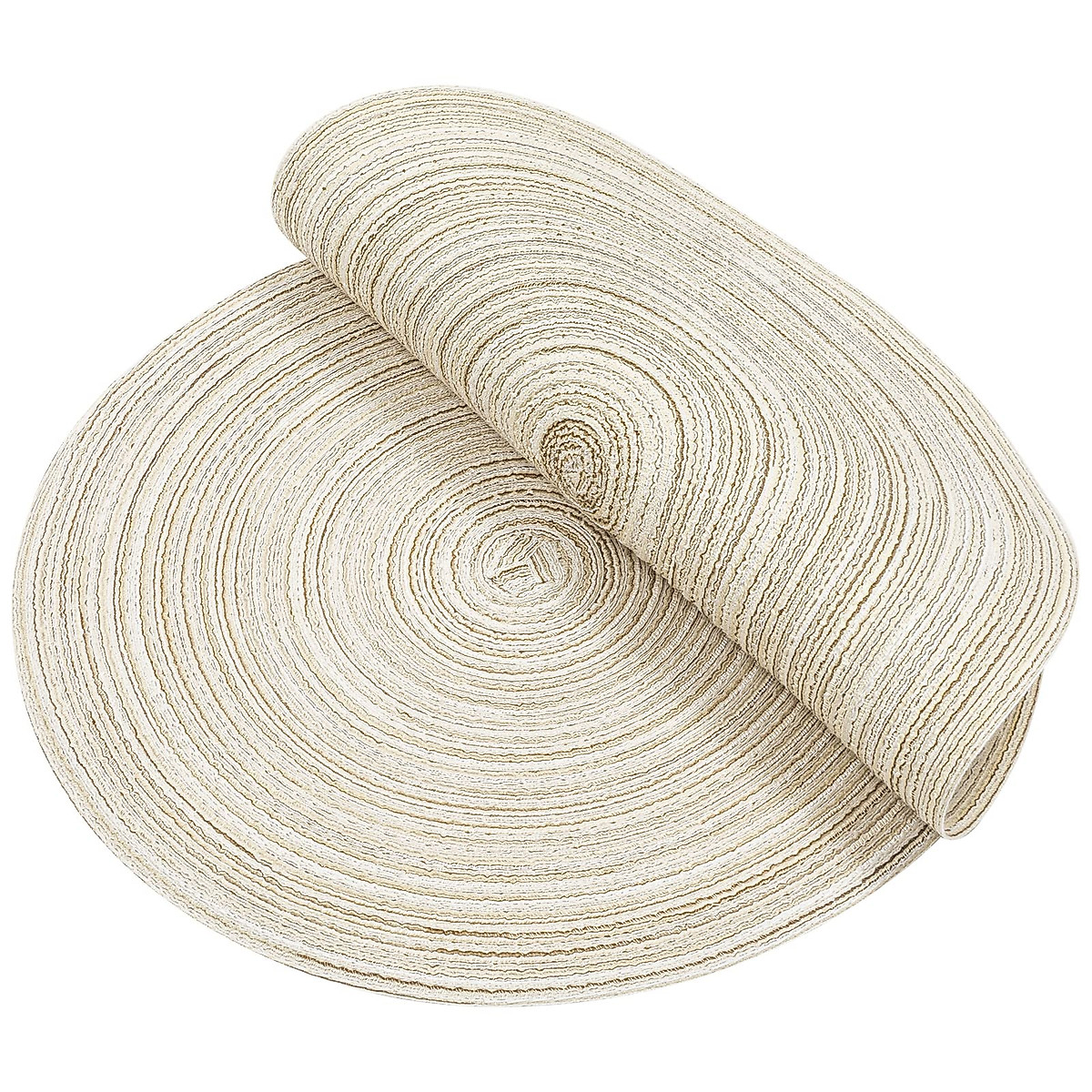 SHACOS Round Placemats Set of 6 Braided Circle Place Mat Washable 15 inch Table Mats for Kitchen Dining Table Mixed Color (Ivory, 6)