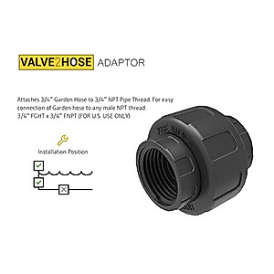 Jobe Valves J-ADF100 Garden Hose Adaptor, 3/4" GHT x 3/4" NPT with Swivel, 150PSI, Black UV Reinforced Nylon Material with Nitrile Seals