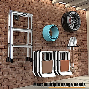 Dobures 4PCS Garage Hooks Heavy Duty Hooks,12.4inch Wall Mount Hanger Rack Garage Wall Heavy Duty Storage Hangers Wall Mount Organizer to Hang Chairs, Strollers,Power Tools, Garden Tools,Tire and More