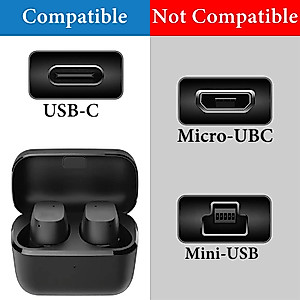 Geekria USB Earbuds Vegan Leather Charger Cable Compatible with Sennheiser ACCENTUM True Wireless, Momentum True Wireless 4 Charger, USB to USB-C Replacement Power Charging Cord (1ft/30cm 2Pack)