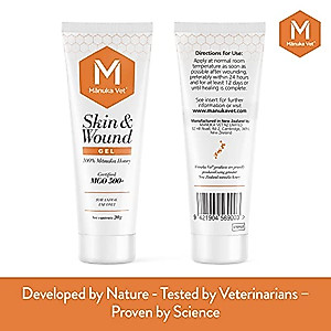Manuka Vet Skin & Wound Gel, 15+ UMF Manuka Honey, Rapid Healing & Skin Repair Treatment for Dogs, Cats and Horses, 0.71oz (20g) Tube