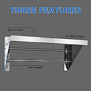 HXCFYP Stainless Steel Shelf 12 x 30 Inches 280 lb, NSF Commercial Wall Mount Floating Shelving for Restaurant, Kitchen, Home and Hotel