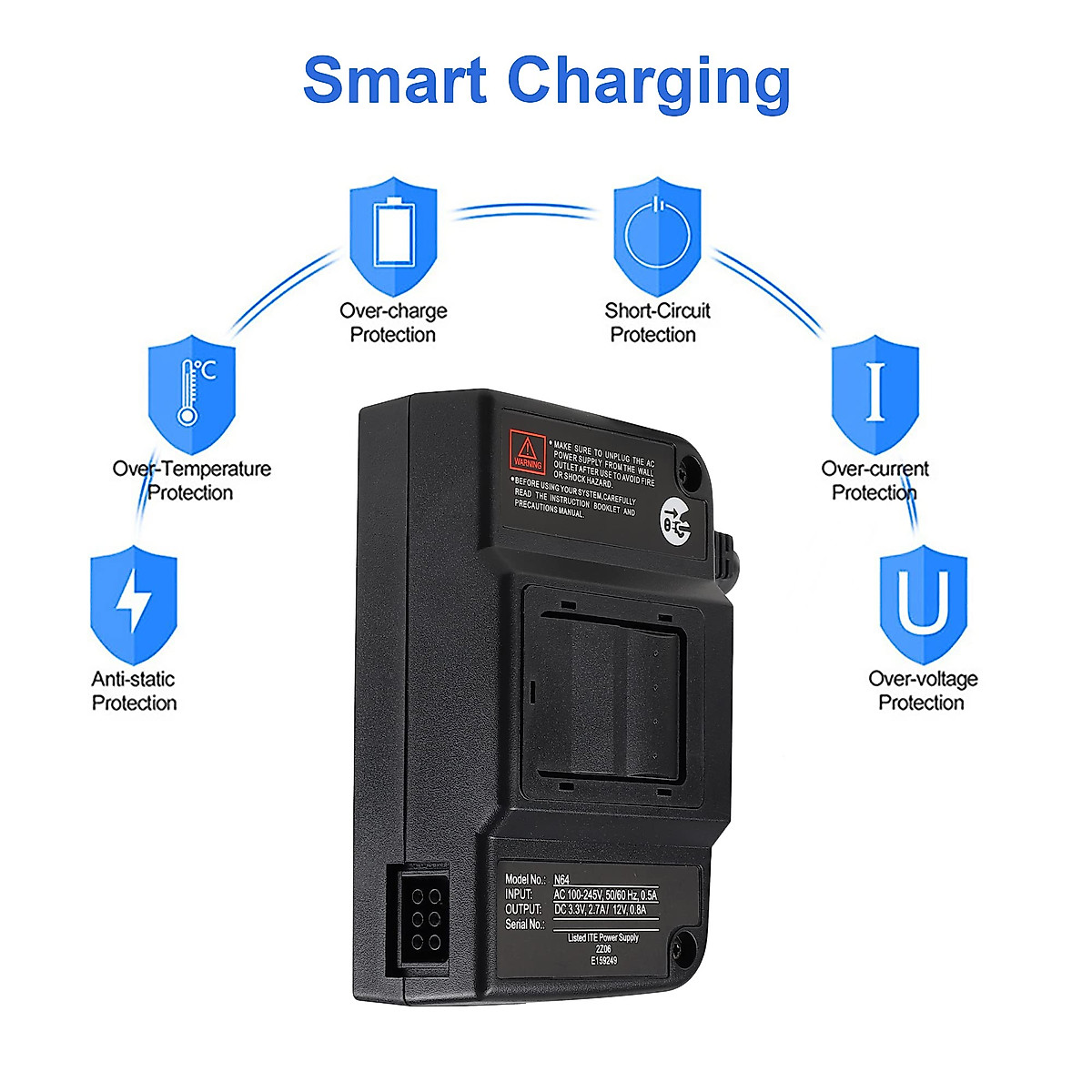 N64 Power Supply and AV Cable, Replacement AC Power Adapter and AV Composite Video Cable Compatible with Nintendo 64