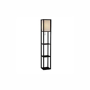 Adesso 3138-01 Wright 63 In. Floor Lamp - Smart Switch Compatible Light Fixtures with Two Storage Shelves. Lighting Accessories , Black