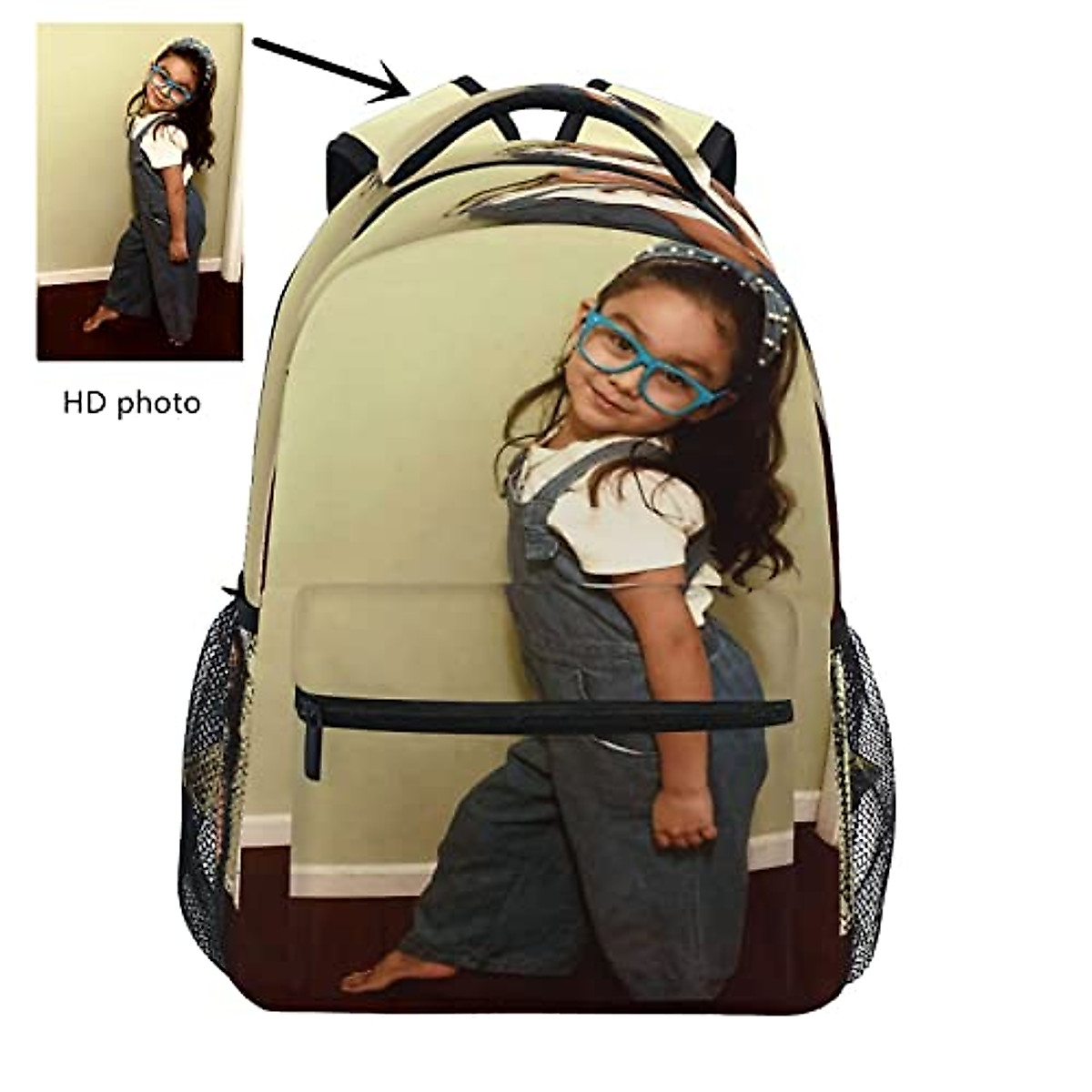 MNSRUU Custom Kids Backpack with Photo Name Custom Photo Backpack Personalized Bookbag