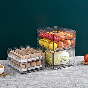 BigTron Egg Container for Refrigerator with Lids 32 Egg Drawer for Refrigerator Reusable Egg Storage Food Fruit Vegetables Meal Fresh Organizer (Clear)