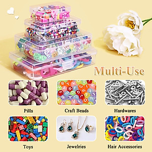 FAMLEAF 4 Pieces Clear Storage Boxes, Plastic Organizer Bins with Lids for Bead, Crafts, Earring Jewerly, Diamond Painting, Small Items (2.55 x 2.55 x 1.49 Inch)