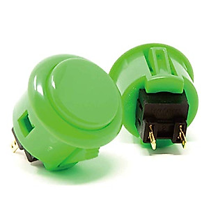 SANWA 6 pcs OBSF-24 Original Push Button 24mm - for Arcade Jamma Video Game & Arcade Joystick Games Console (Green) S@NWA